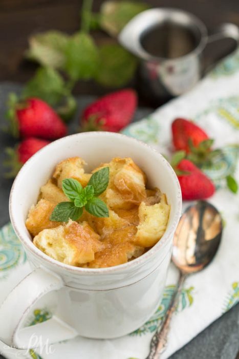 Bread Pudding for Two in Mugs