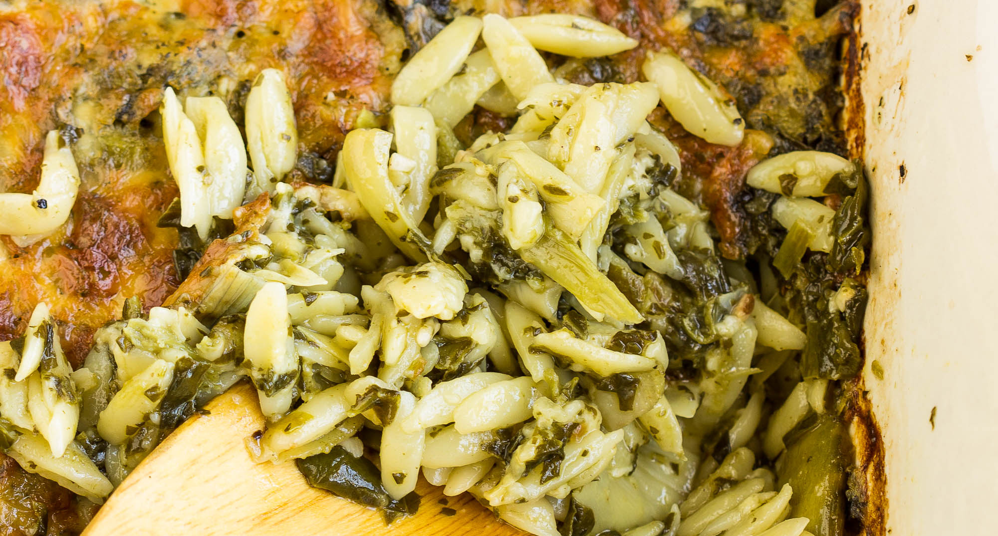 One Pan Spinach Artichoke Orzo