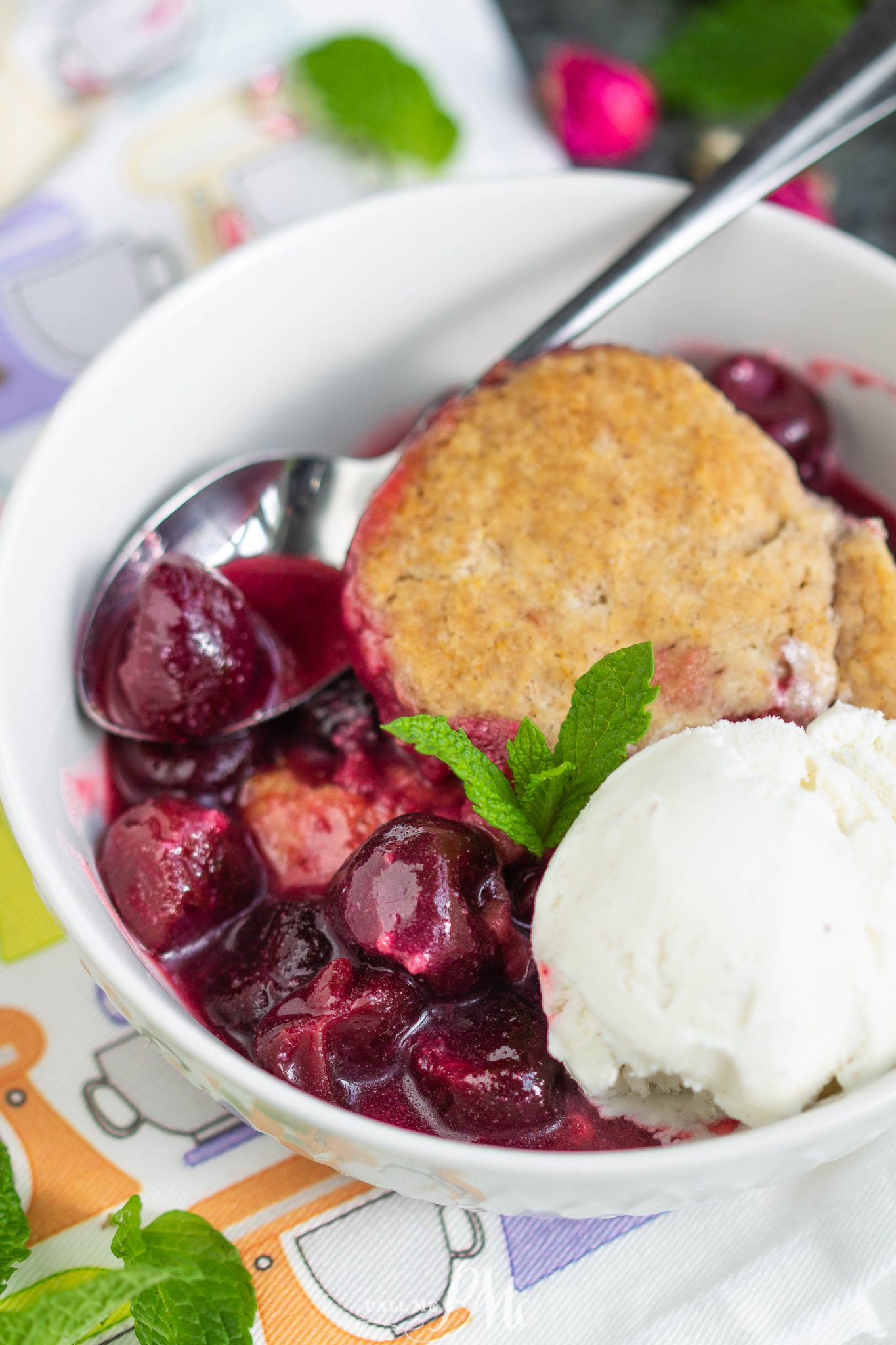 Cherry Cobbler with fresh or frozen cherries