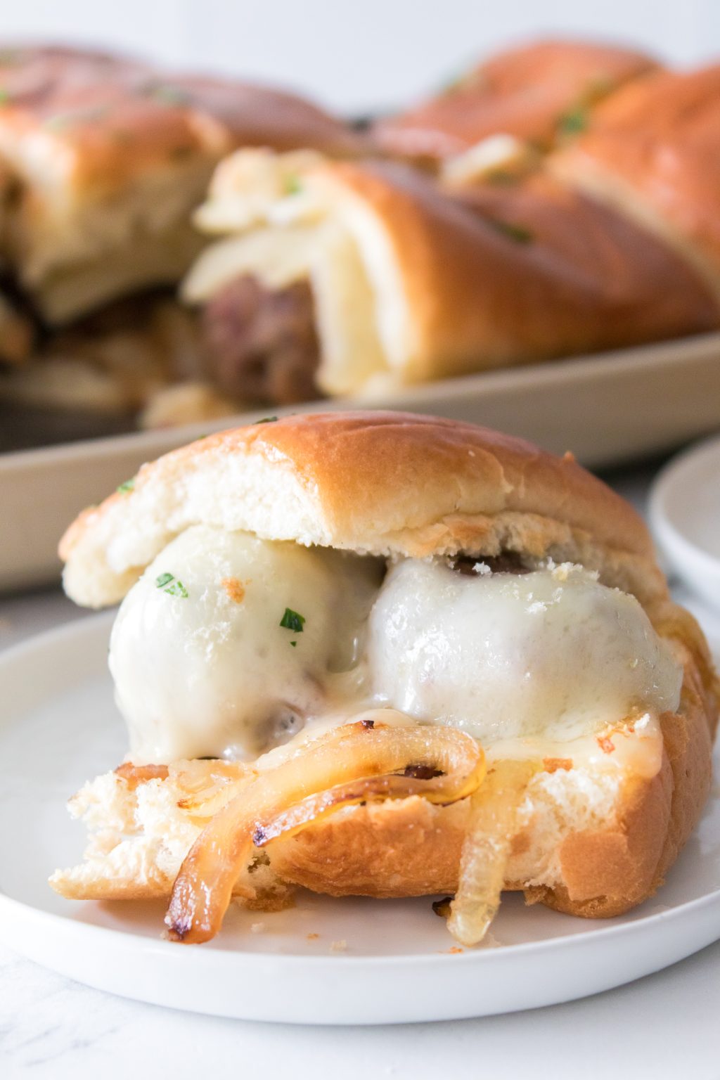 French Onion Meatball Sliders