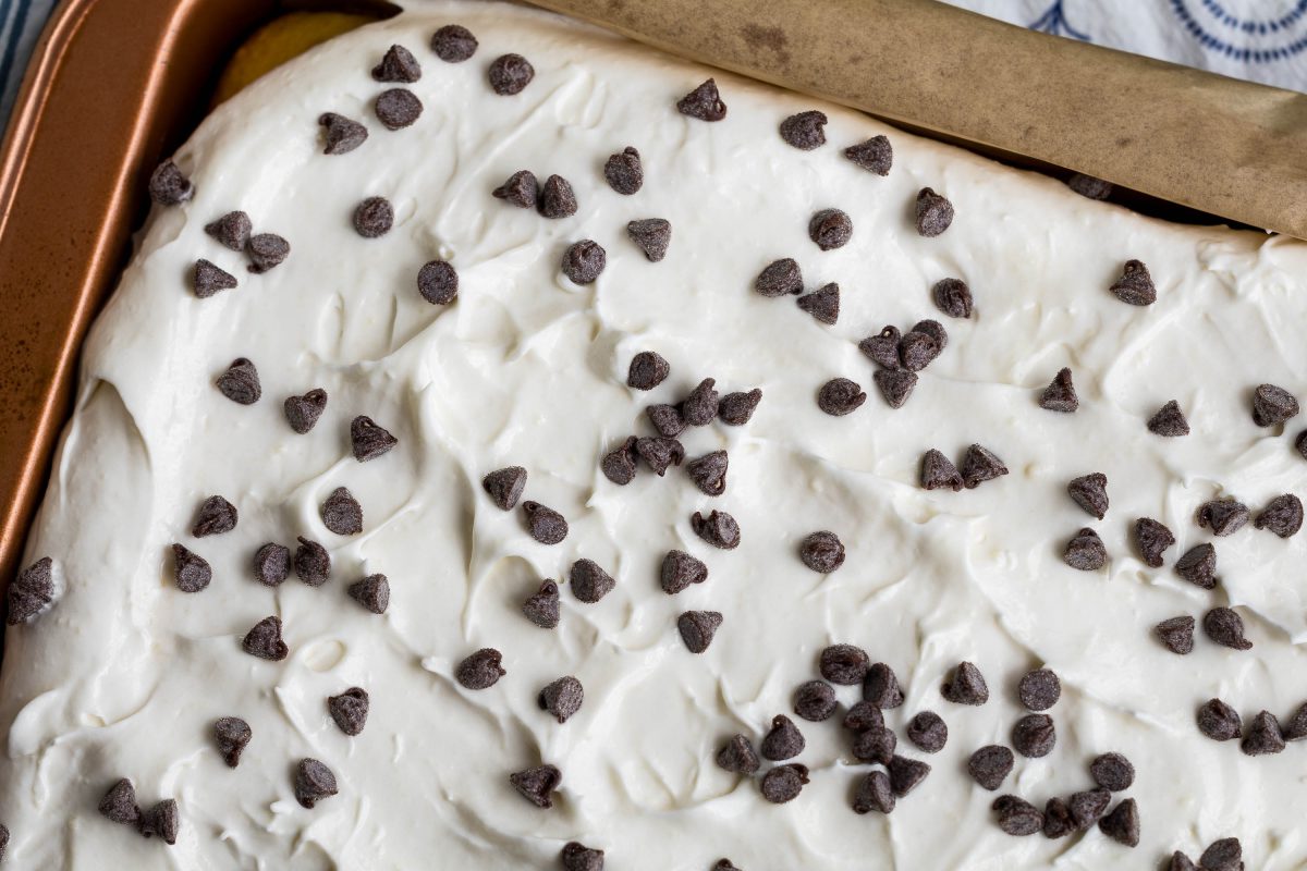 Cannoli Sheet Cake with Whipped Ricotta Icing