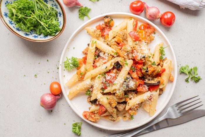Sheet Pan Mediterranean Vegetable Pasta